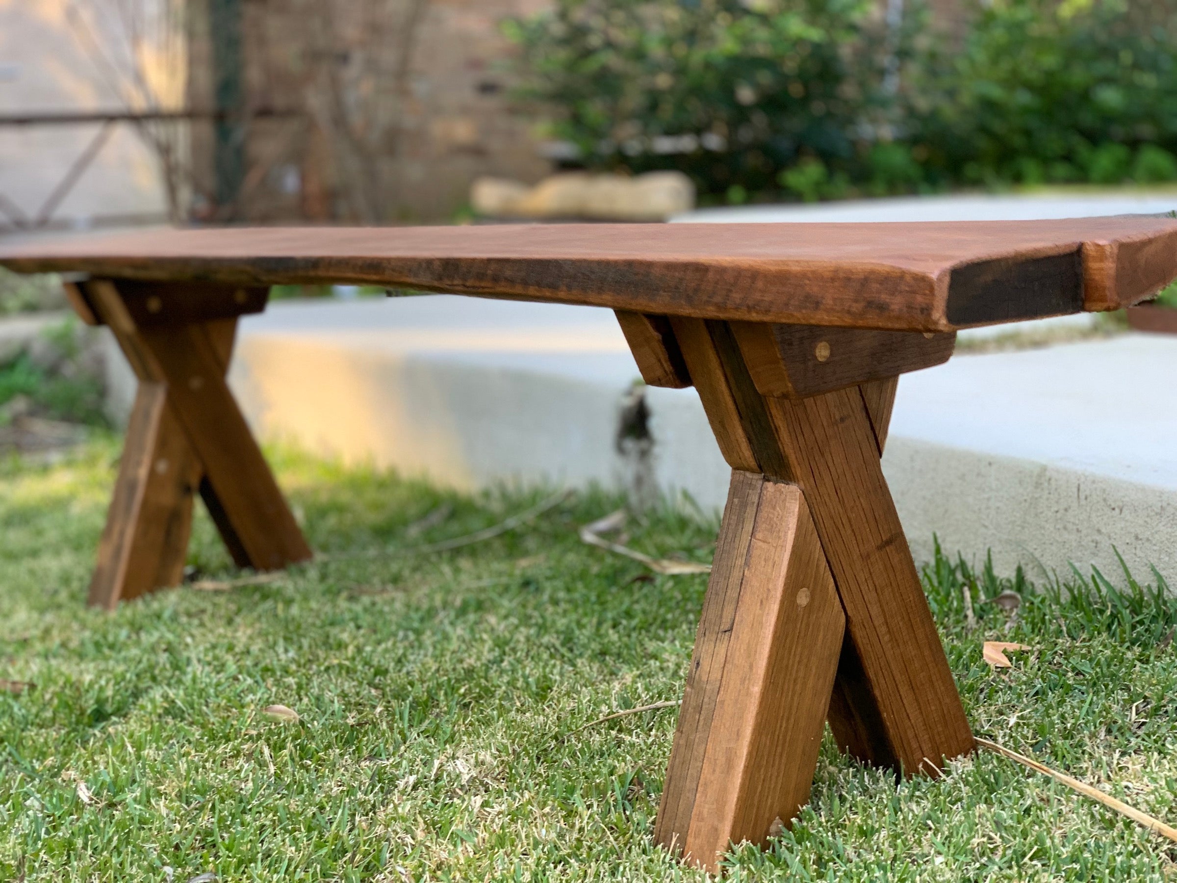 Bench seat custom made from reclaimed Australian timber – The Wattle Road